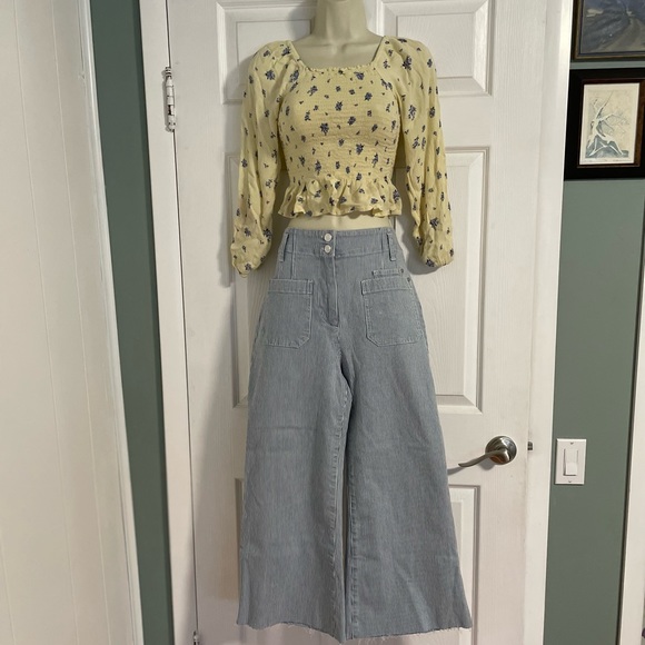 Maeve | Jeans | Maeve Jeans Size 3 Wide Leg Pinstripe Blue White | Poshmark